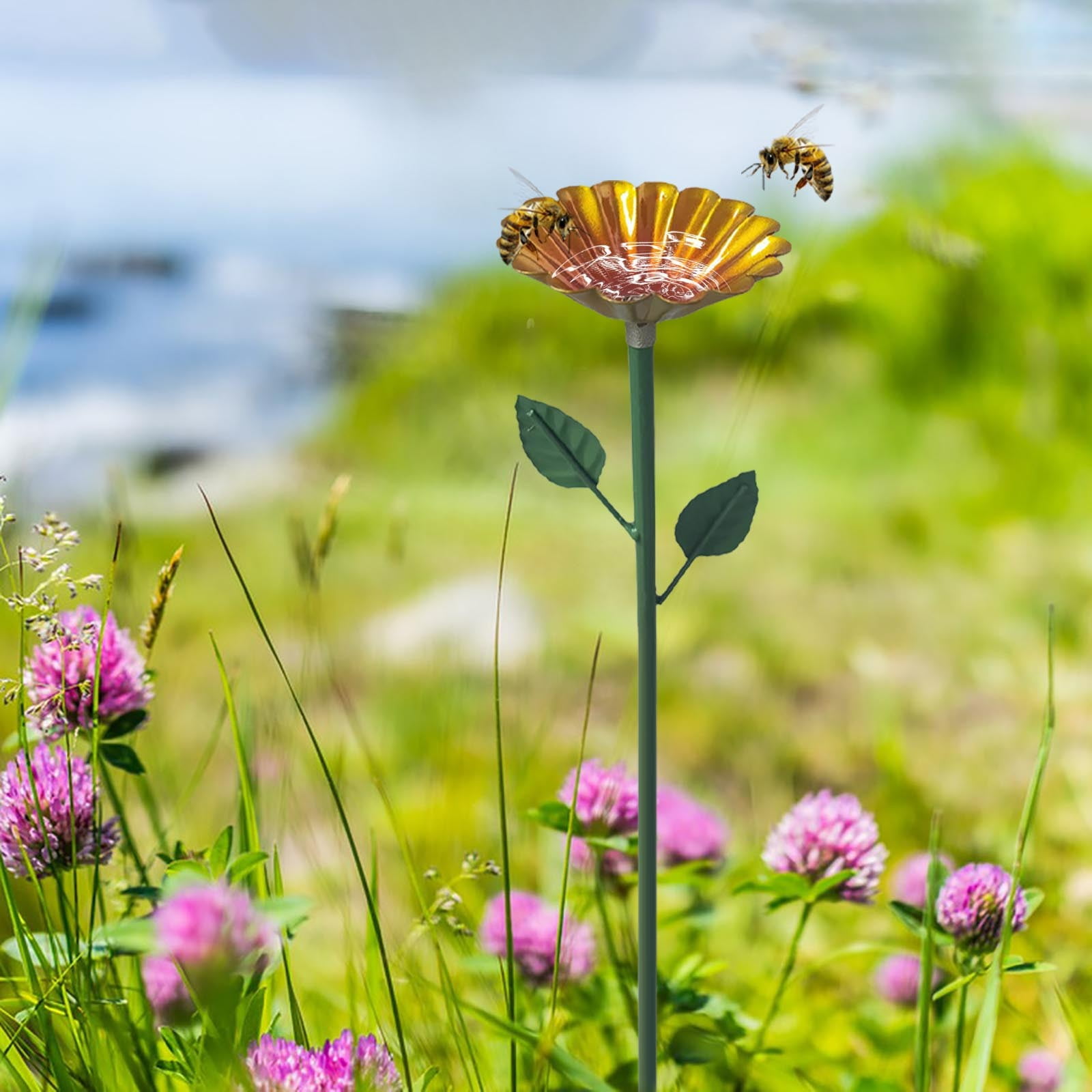 Bee Watering Station, Bee Cups for Garden Metal Bee Water Feeder with ...