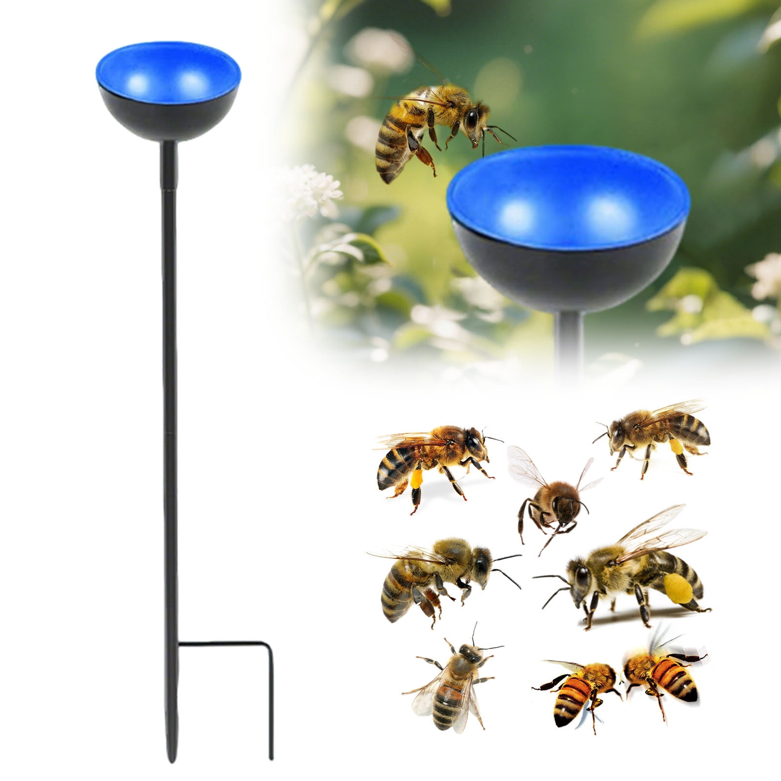 Bee Watering Stations, 2025 New Bee Cups for Garden, 27.5 Inch Bee ...