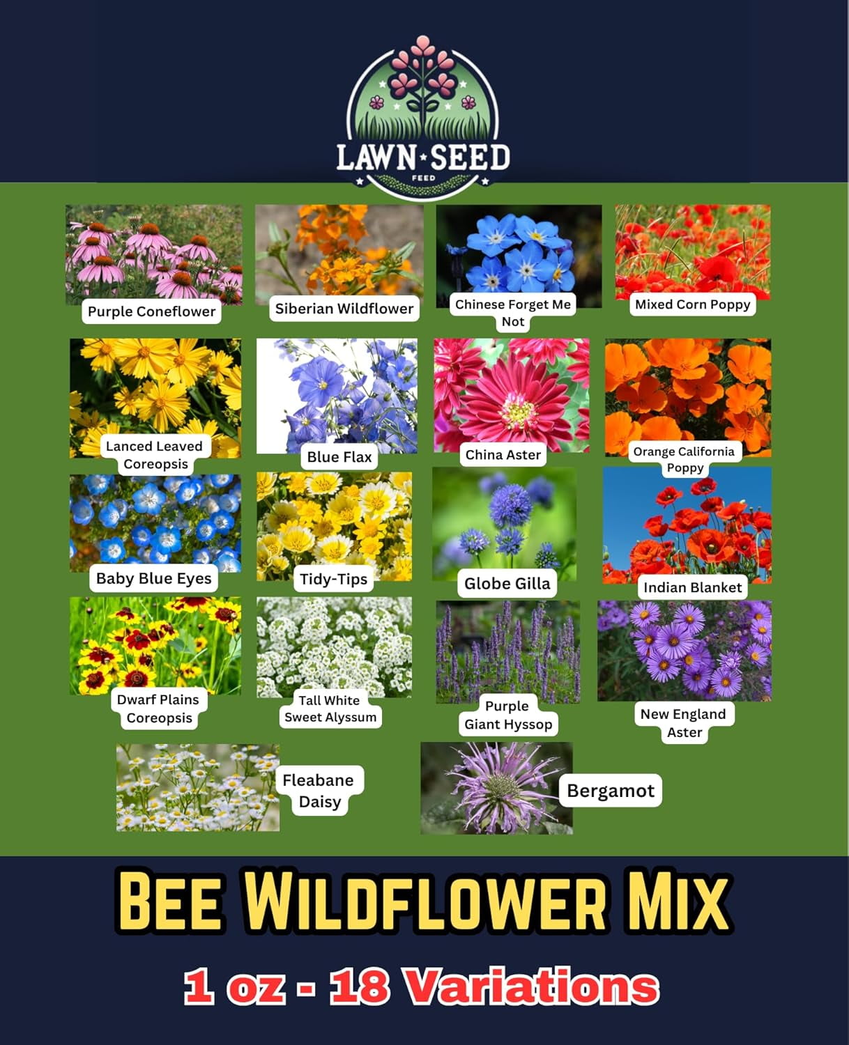 Bee Wildflower Mix (1oz) Sprinkle a Little Magic—Our Shade, Perennial ...