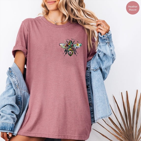 Bee Wildflower Shirt, Bee Shirt, Nature Shirt, Summer Tee, Cute Bee Tee ...