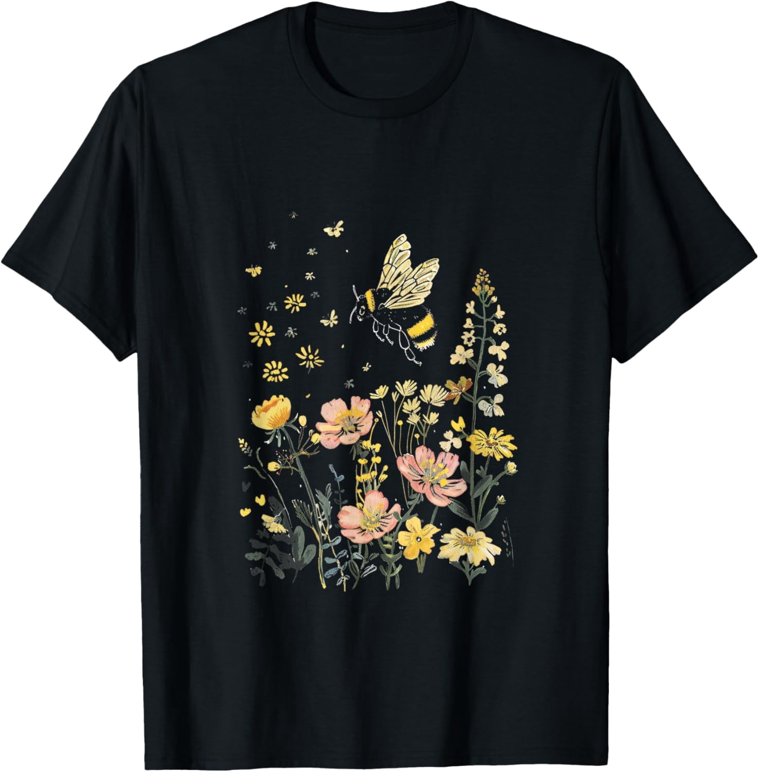 Bee Wildflowers Cottagecore Floral Botanical Apidae Meadow Insect Art T ...