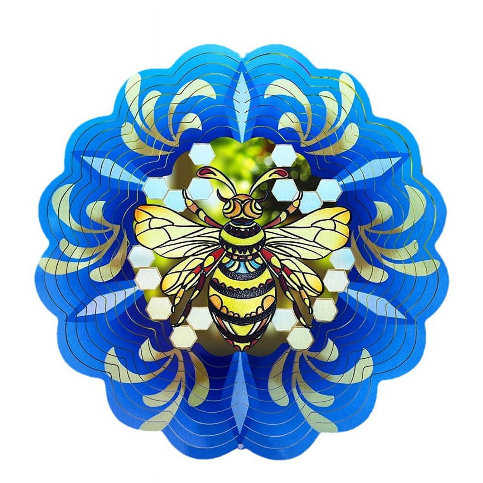 Bee Wind Spinners 3D Hanging Wind Spinner Bee Ornament Gifts, Iron Wind ...