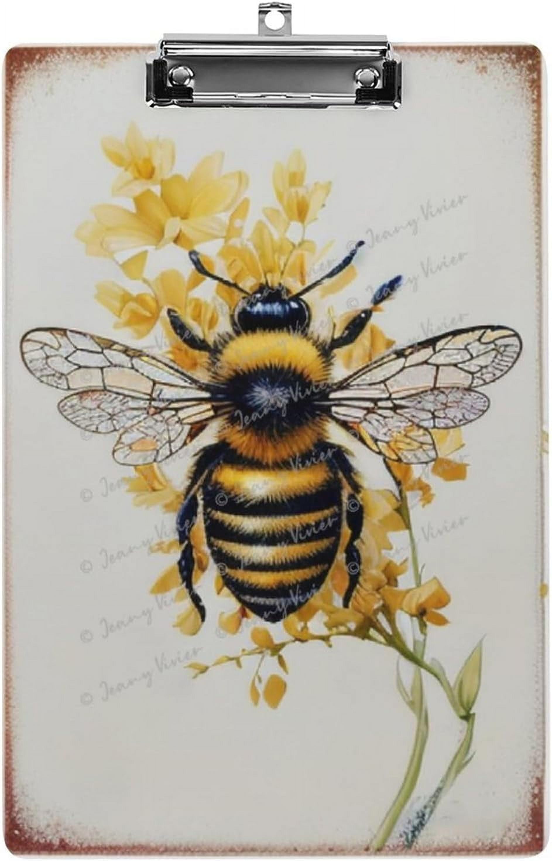 Bee Wood Clipboard Decorative Standard A4 Letter Size 12.6" x 8.7", and ...