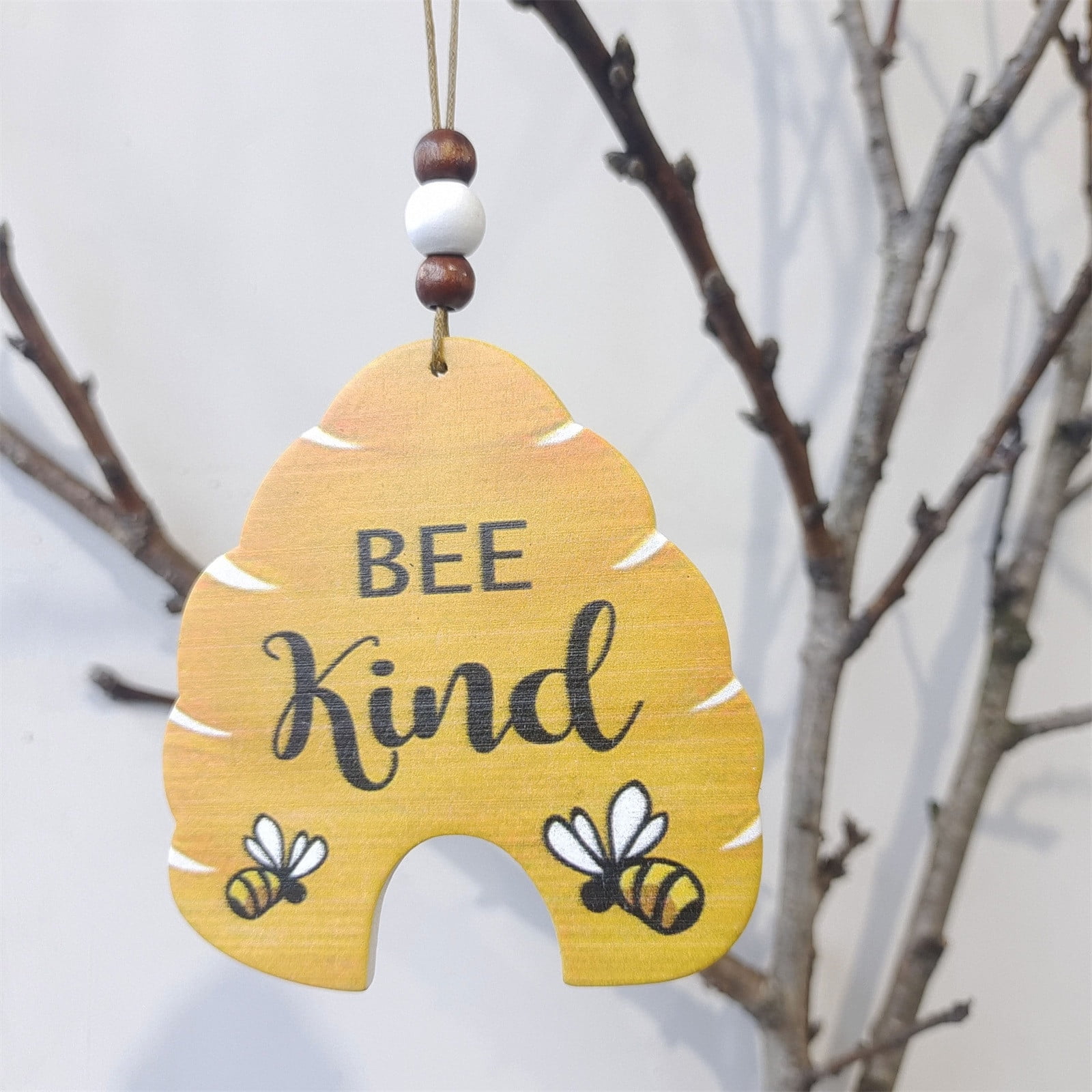 Bee Wooden Pendants Craft Bumble Bees Tree Ornaments Bee Modeling Decor ...