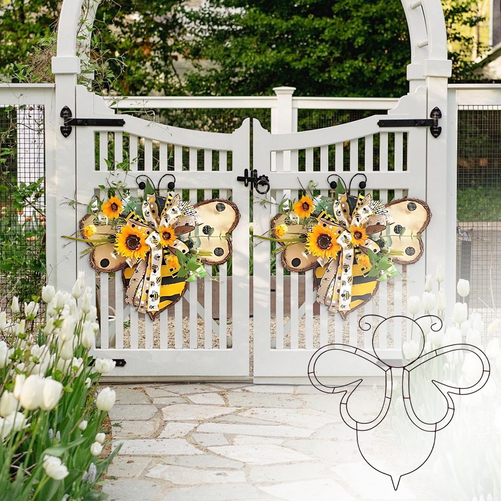 Bee Wreath Form, Floral Garden Metal Bumble Bee Wire Wreath Form ...