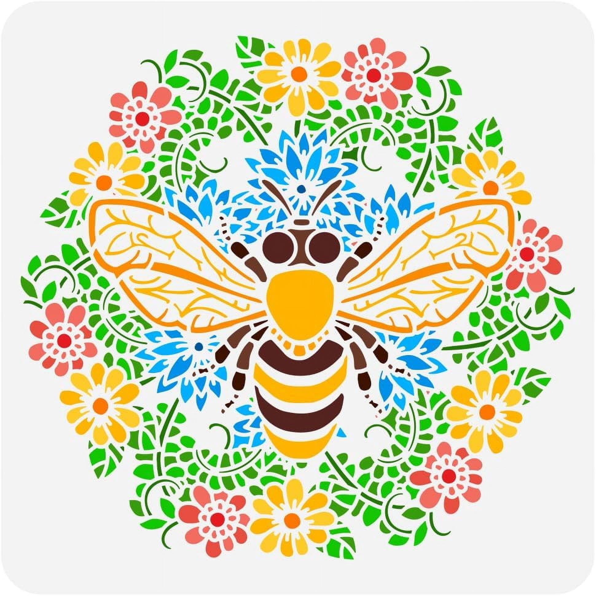 Bee Wreath Stencil for Painting 11.8x11.8 inch Reusable Bee Flower ...