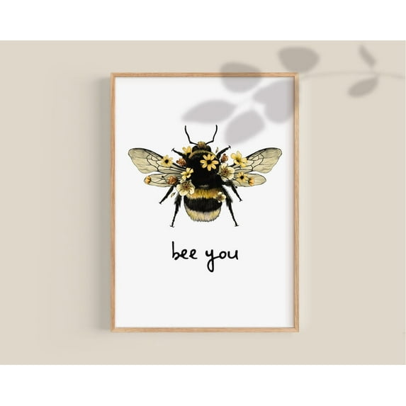 Bee You Inspirational Nursery Wall Art, Unframed Canvas Size 12x18 ...