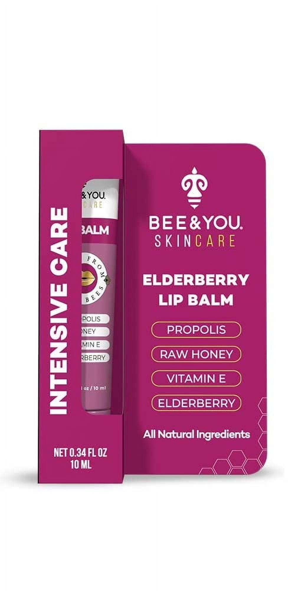 BEE and YOU 100% Natural Elderberry Lip Balm with Propolis, Raw Honey ...