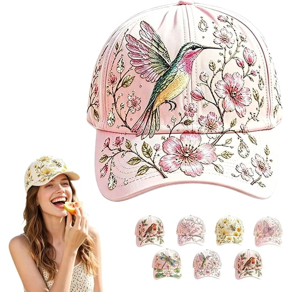 Bee and Bloom Hat for Women, Embroidered Garden Morning Hat, Adjustable ...