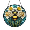 Bee and Daffodil Stained Glass Suncatcher Window Hanging, Spring Floral ...