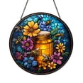 Bee and Flower Honey Jar Stained Glass Window Decor, Handmade ...