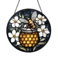Bee and Flower Honeycomb Stained Glass Look Panel, Decorative Garden ...