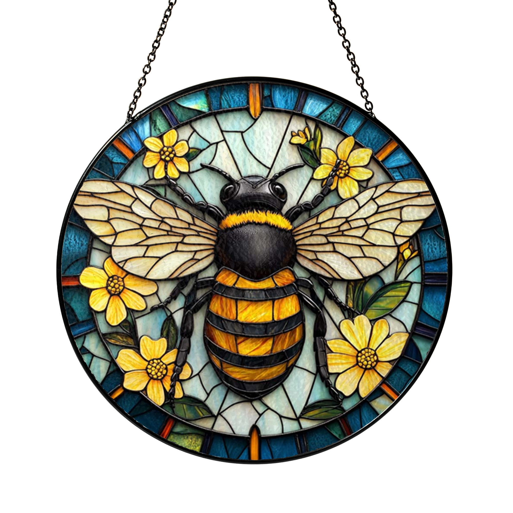 Bee and Flower Scene Suncatcher – Nature Inspired Window Decor ...