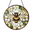 Bee and Flower Stained Glass Round Suncatcher – Floral Window Panel ...