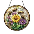 Bee and Flower Stained Glass Suncatcher – Round Window Hanging Art ...