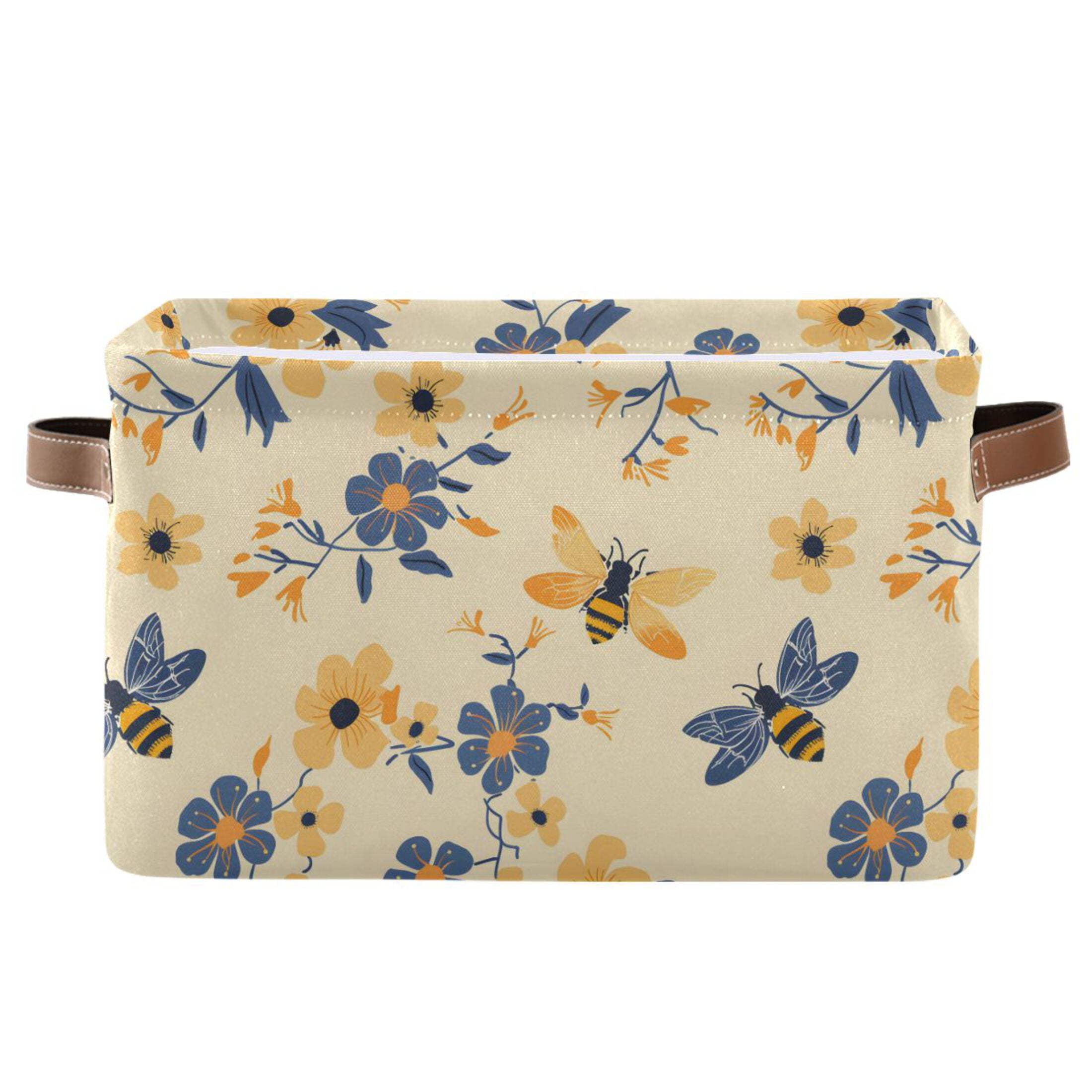 Bee and Flower Storage Bins with Handle Fabric Organizer Basket ...