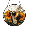 Bee and Flower Sun Catcher Glass Style Window Ornament Nature Accent ...