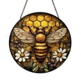 Bee and Hexagon Pattern Stained Glass Style Suncatcher – Decorative ...