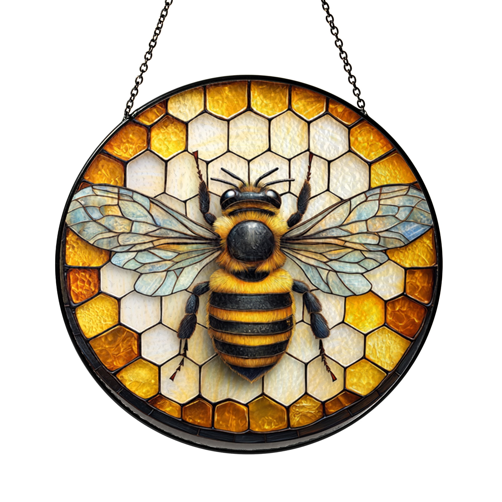 Bee and Honeycomb Glass Suncatcher Window Hanging Garden Nature ...