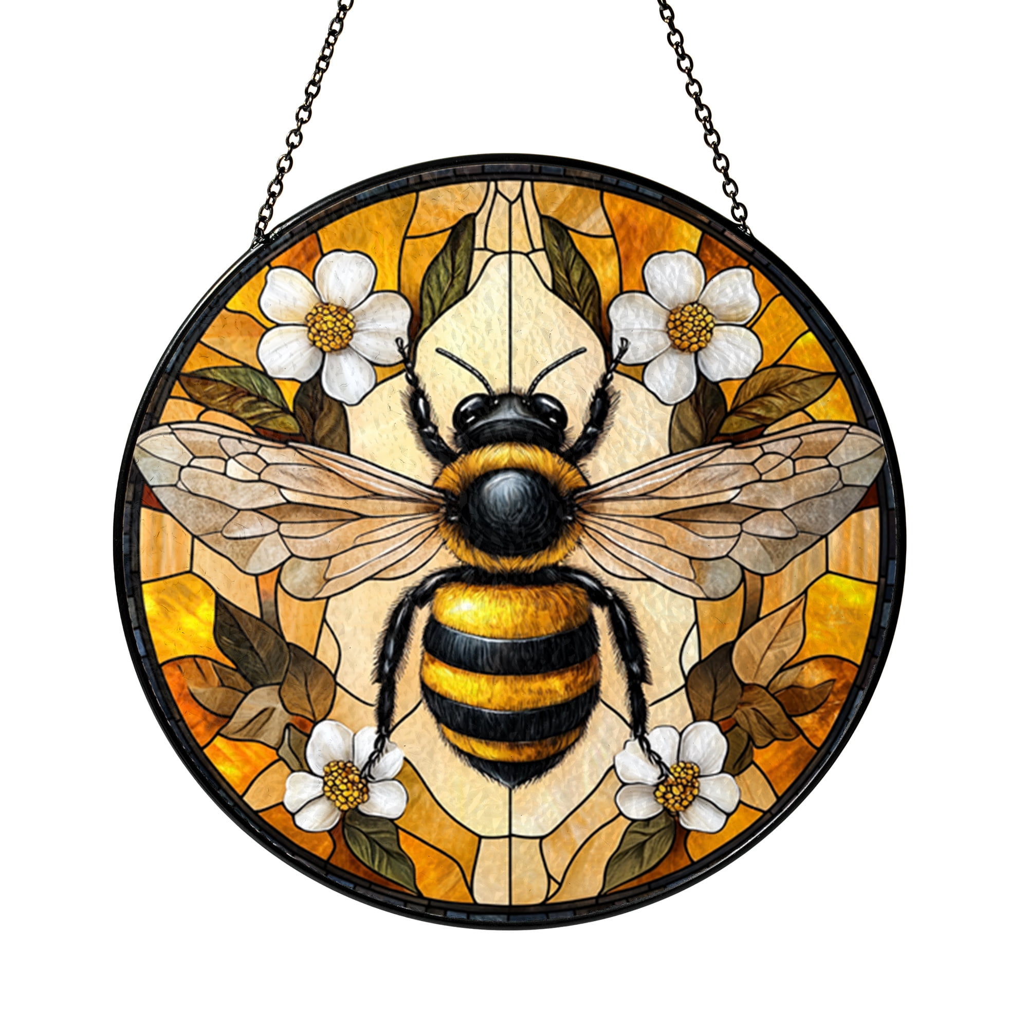 Bee and Honeycomb Stained Glass Suncatcher – Garden Window Art ...