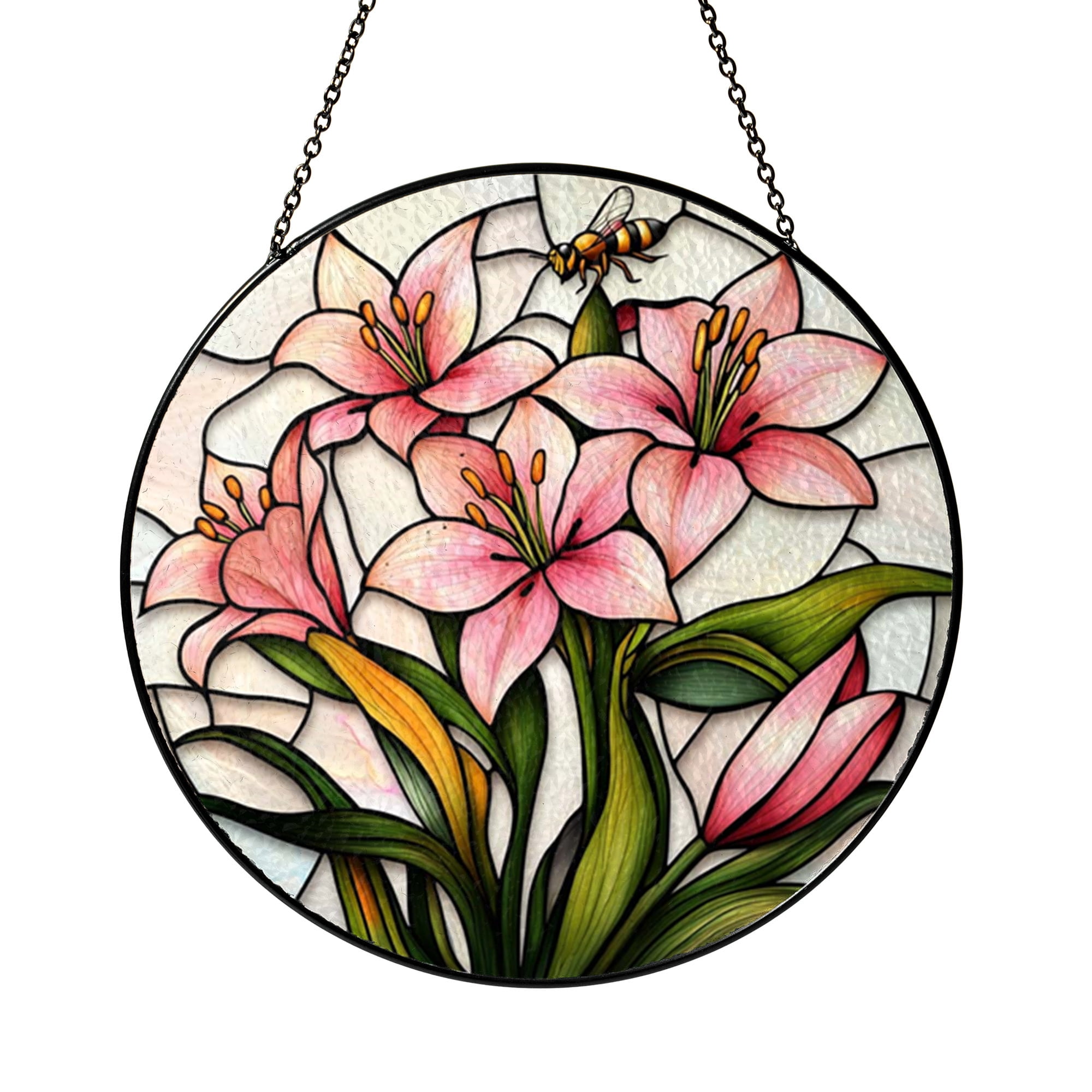 Bee and Honeysuckle Flower Stained Glass Suncatcher Window Decor ...
