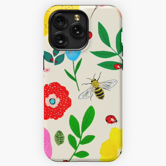 Bee and Ladybug Pattern Spring Nature Art iPhone Tough Case for iPhone ...