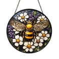 Bee and Wildflower Stained Glass Suncatcher – Honeycomb Window Hanging ...