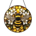 Bee and Wildflowers Stained Glass Suncatcher Window Hanging, Cheerful ...