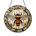 Bee and Yellow Flower Round Suncatcher – Stained Glass Style Garden ...