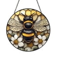 Bee and Yellow Flower Window Suncatcher, Round Stained Glass Style ...