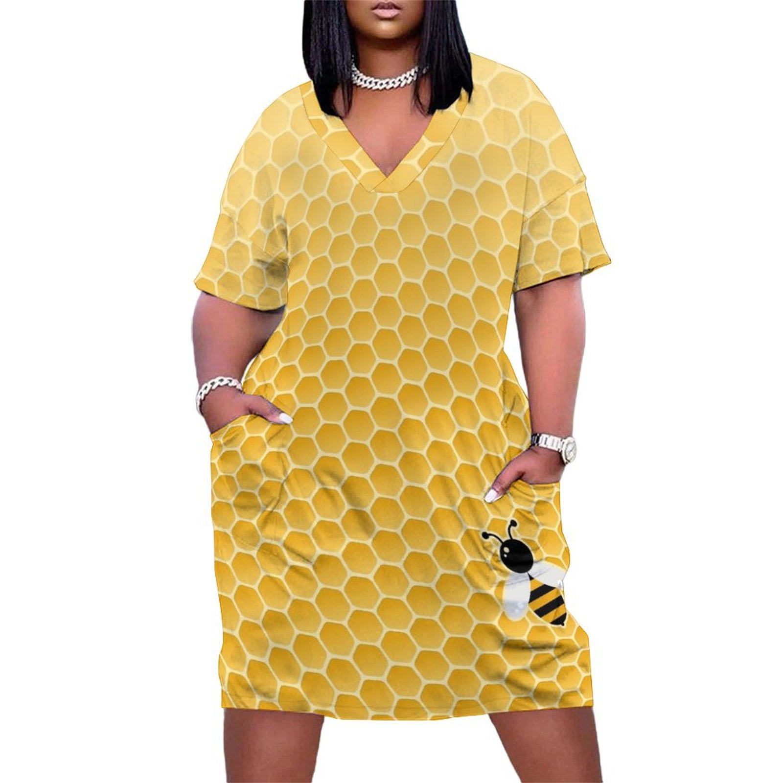 Bee-autiful vestido holgado con bolsillo para mujer elegante conjunto ...