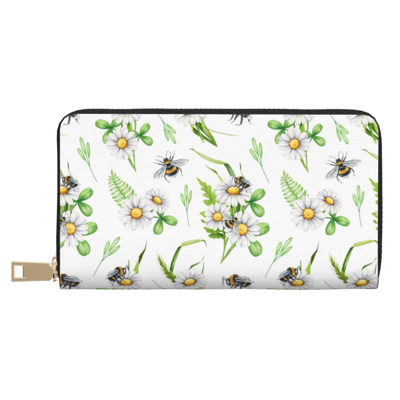 Bee bumblebee daisy flower cute Wallet Women, Leather Bifold Multi Card ...