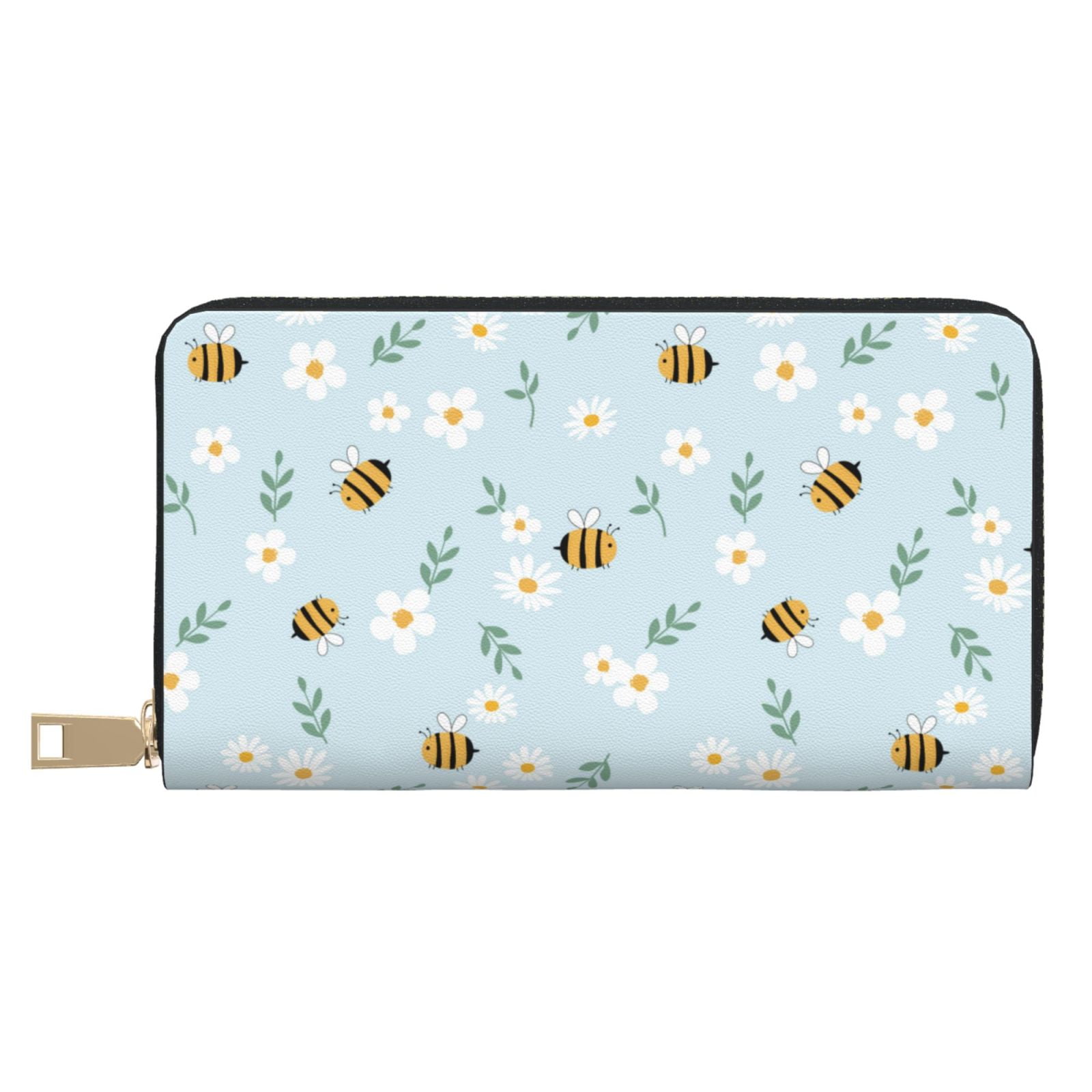 Bee flower A Wallet Women, Leather Bifold Multi Card Wallet, Women's ...