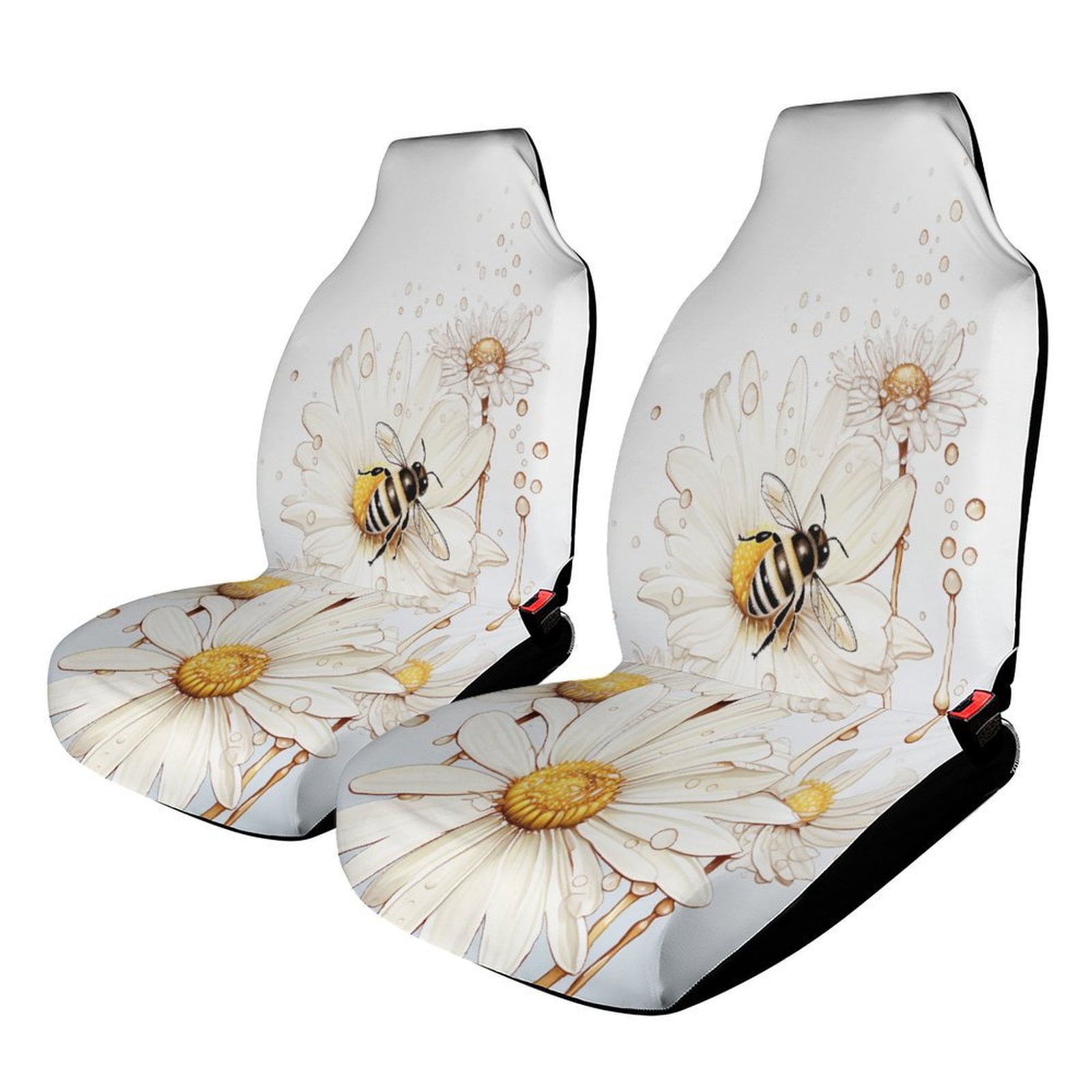Bee on Daisies(2) Car Seat Covers Car Accessories 2PCS Set Soft Front ...