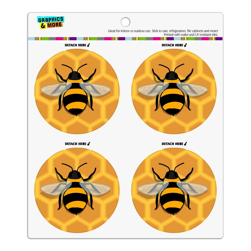 Bee on Honeycomb Refrigerator Fridge Locker Vinyl Circle Magnet Set ...