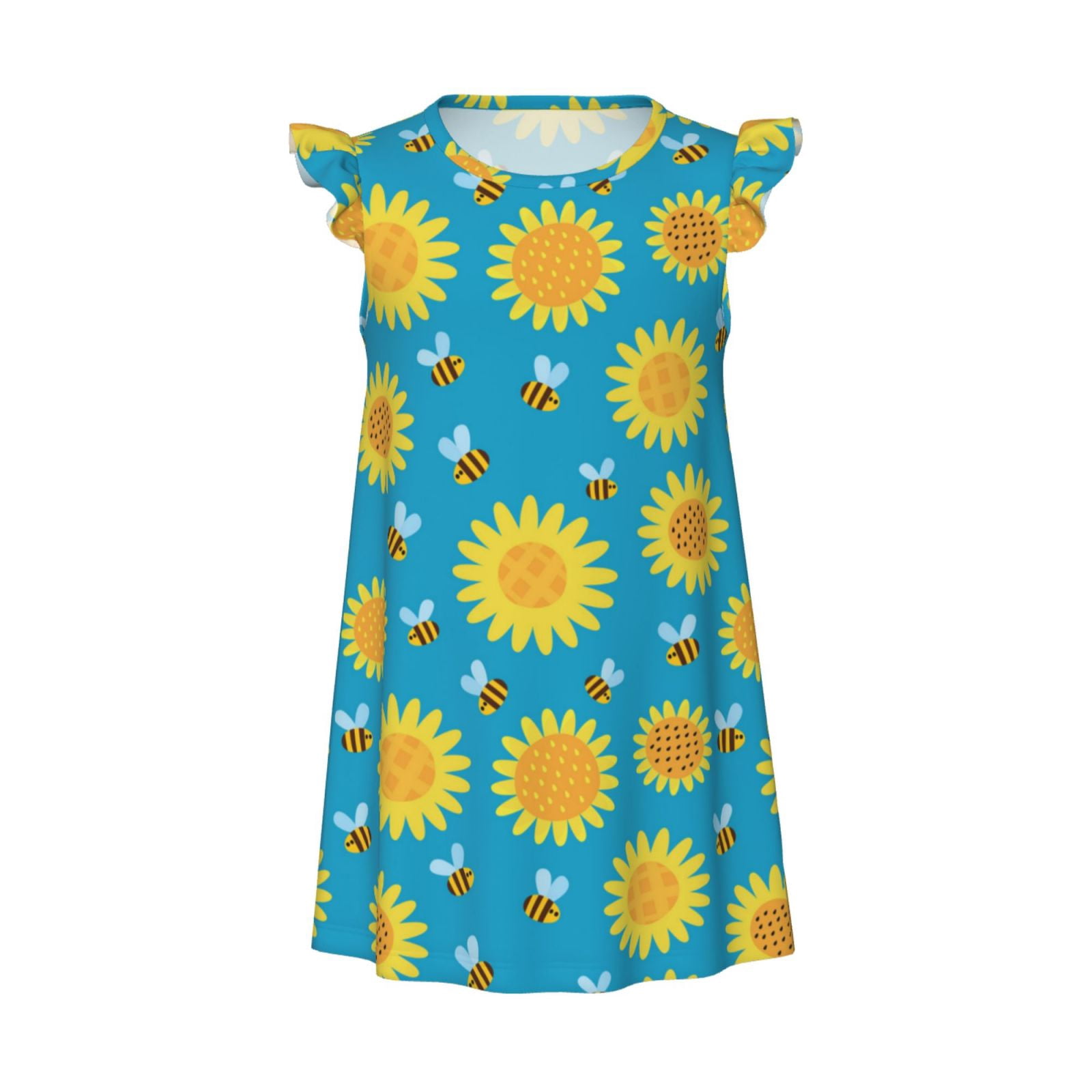 Bee sunflower Girls Nightgowns, Short Sleeves Princess Dress, Girls ...