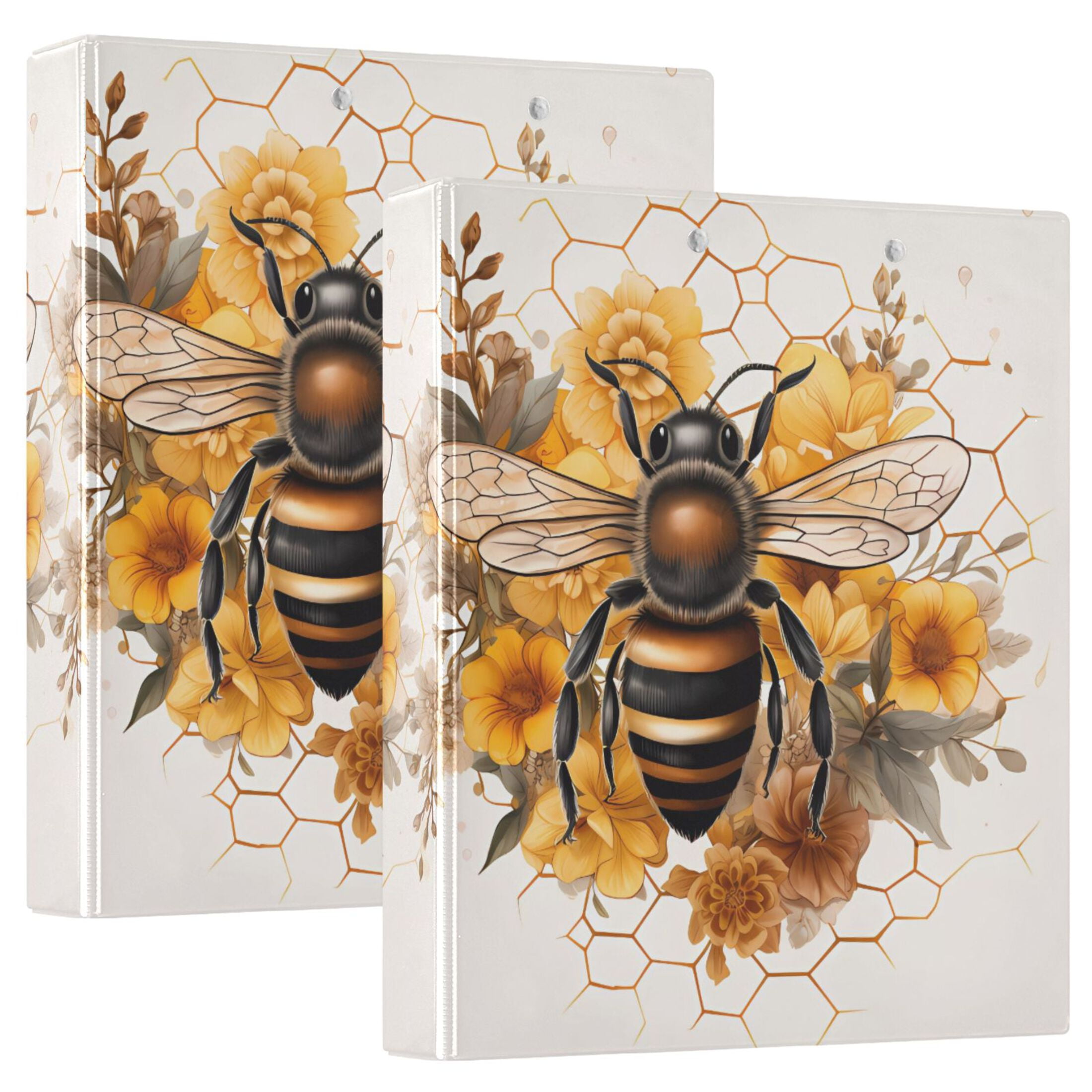 Bee with Honey Hardcover 3 Ring Binder 1.5 inch Round Rings with ...