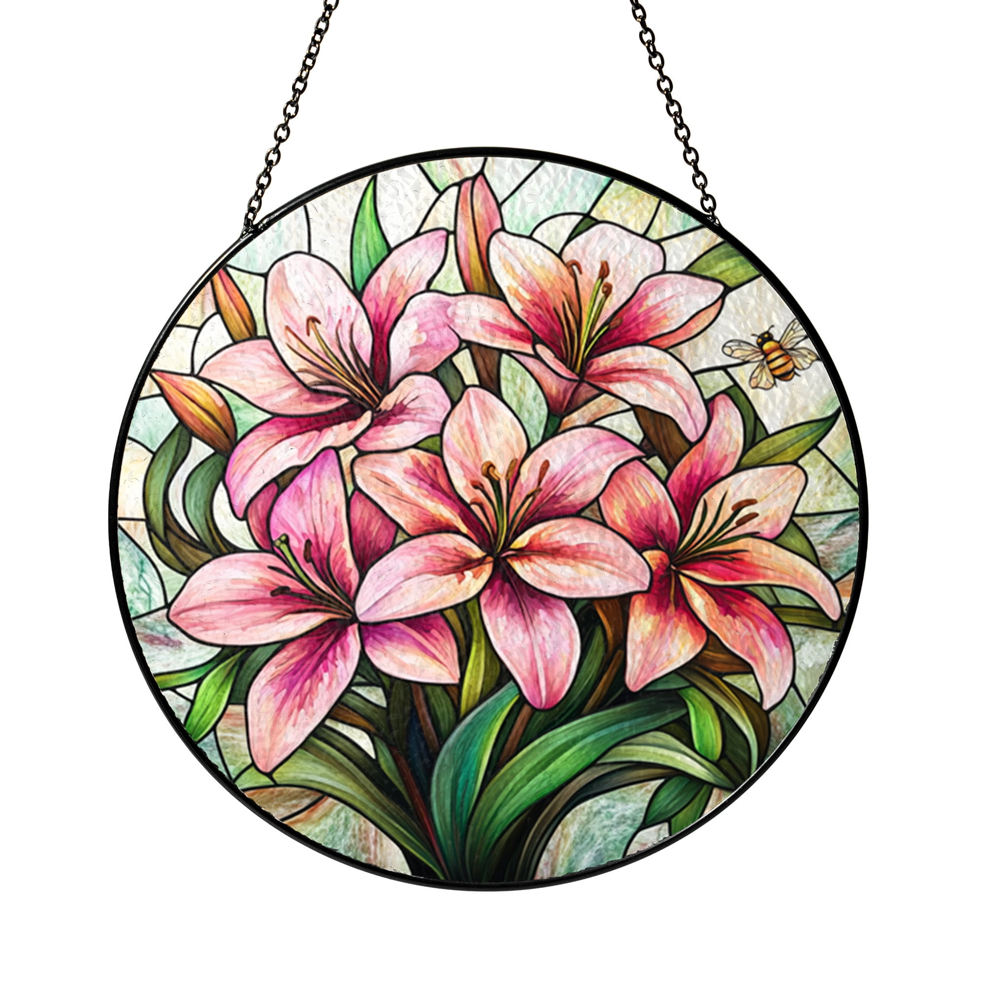 Bee with Honeysuckle Faux Stained Glass Window Decor, Nature Inspired ...
