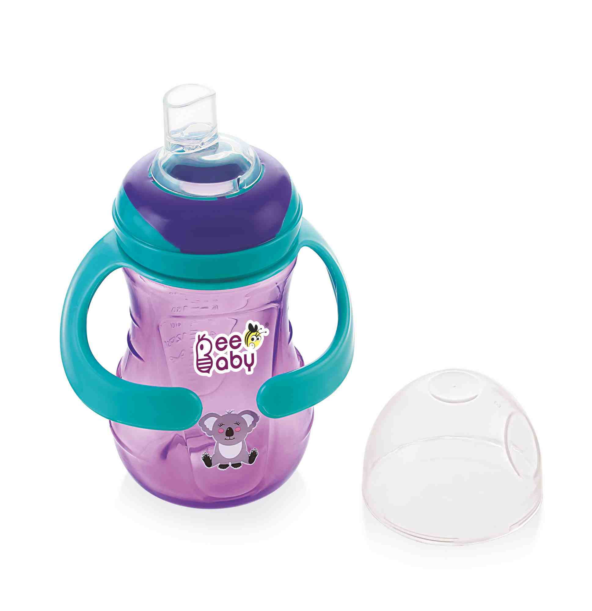 BeeBaby Soft Silicone Spout Sippy Cup with handle 240ML / 8Oz. -Purple ...