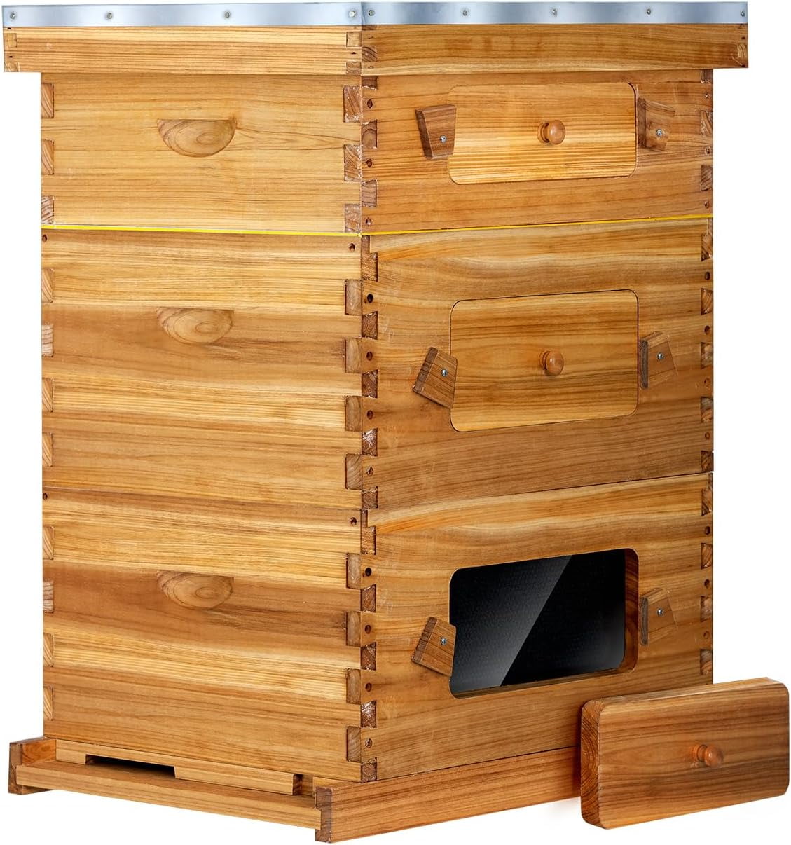 BeeCastle 10-Frame Langstroth Beehive with Windows, Beeswaxed Coated Bee Hive for Beginners with ...