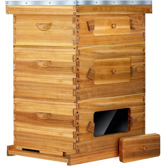 BeeCastle 10-Frame Langstroth Beehive with Windows, Beeswaxed Coated ...