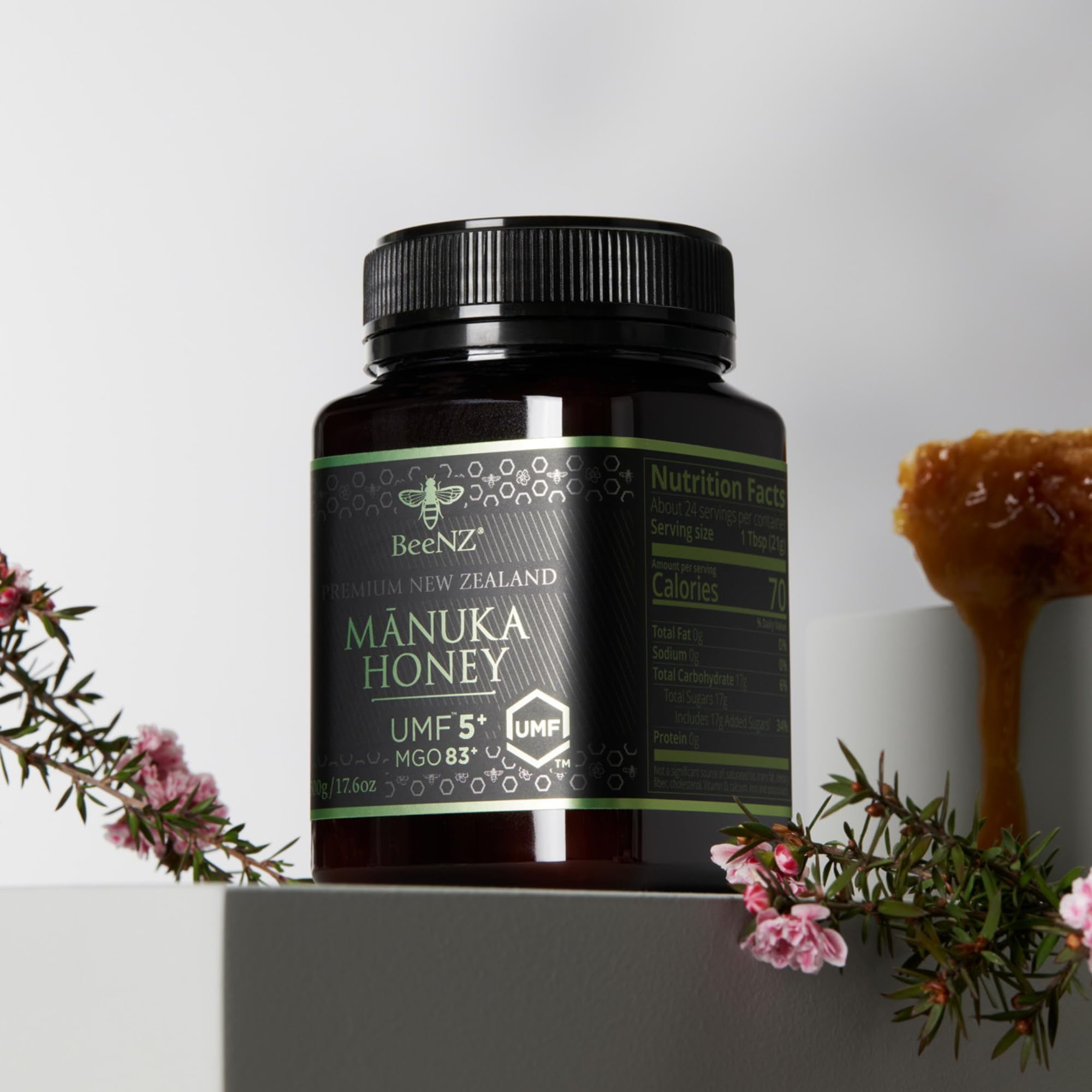 BeeNZ Raw Manuka SCH4 Honey, Certified UMF 5+ (MGO Pure New Zealand ...