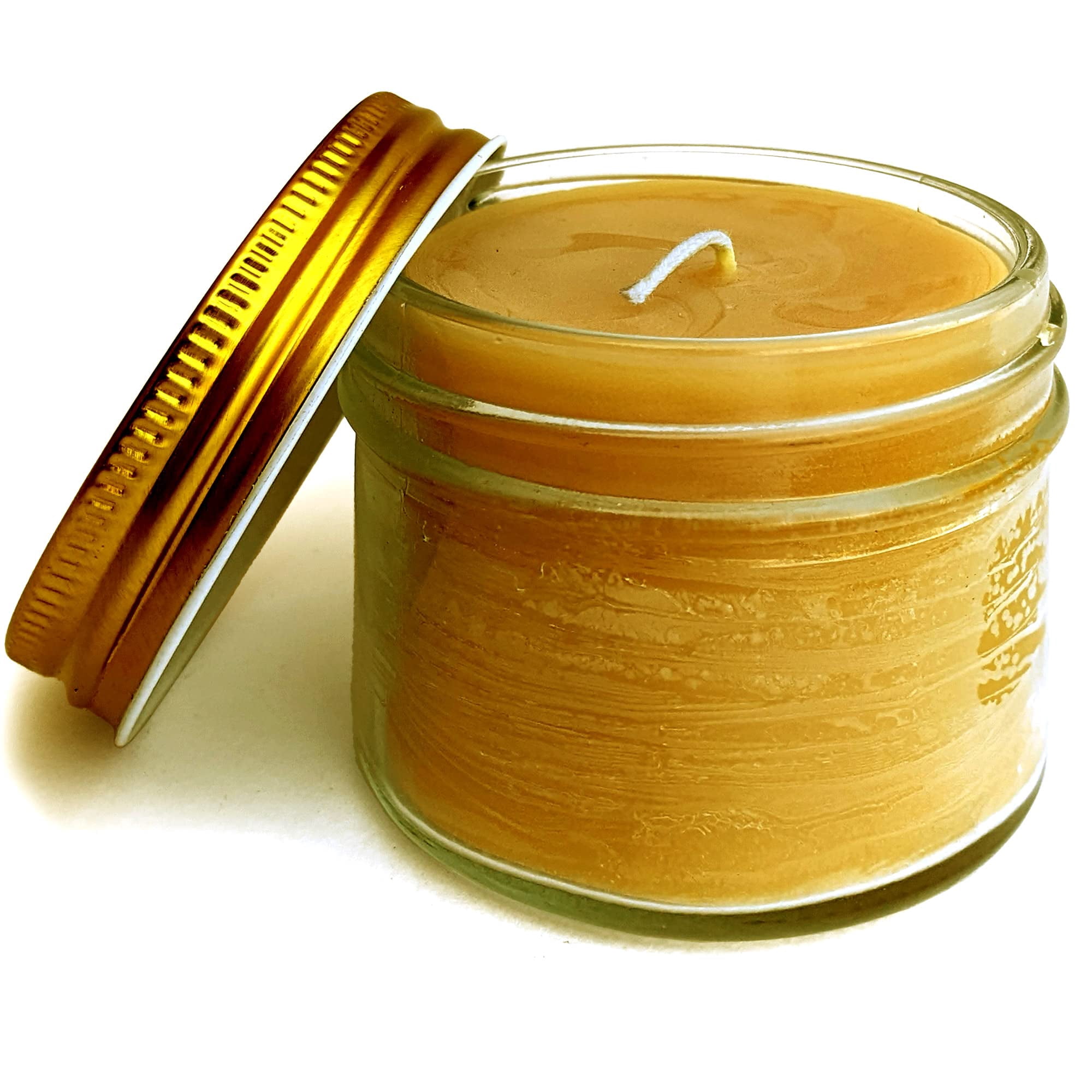 BeeTheLight Beeswax Jar Candle - 4oz - 100% Pure USA Bees Wax in Glass ...