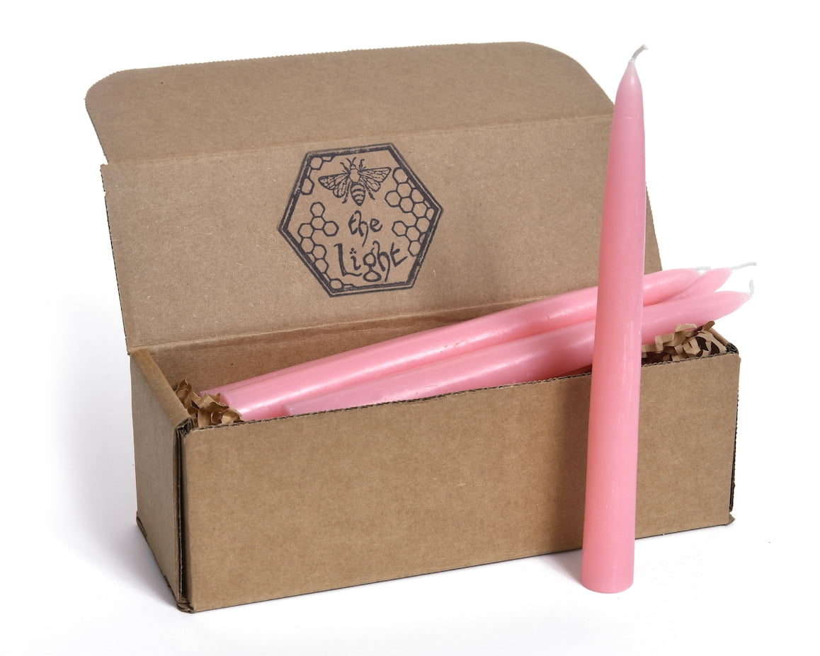 BeeTheLight Beeswax Taper Candles - Dipped Style - 10 Hours Each, 12 ...