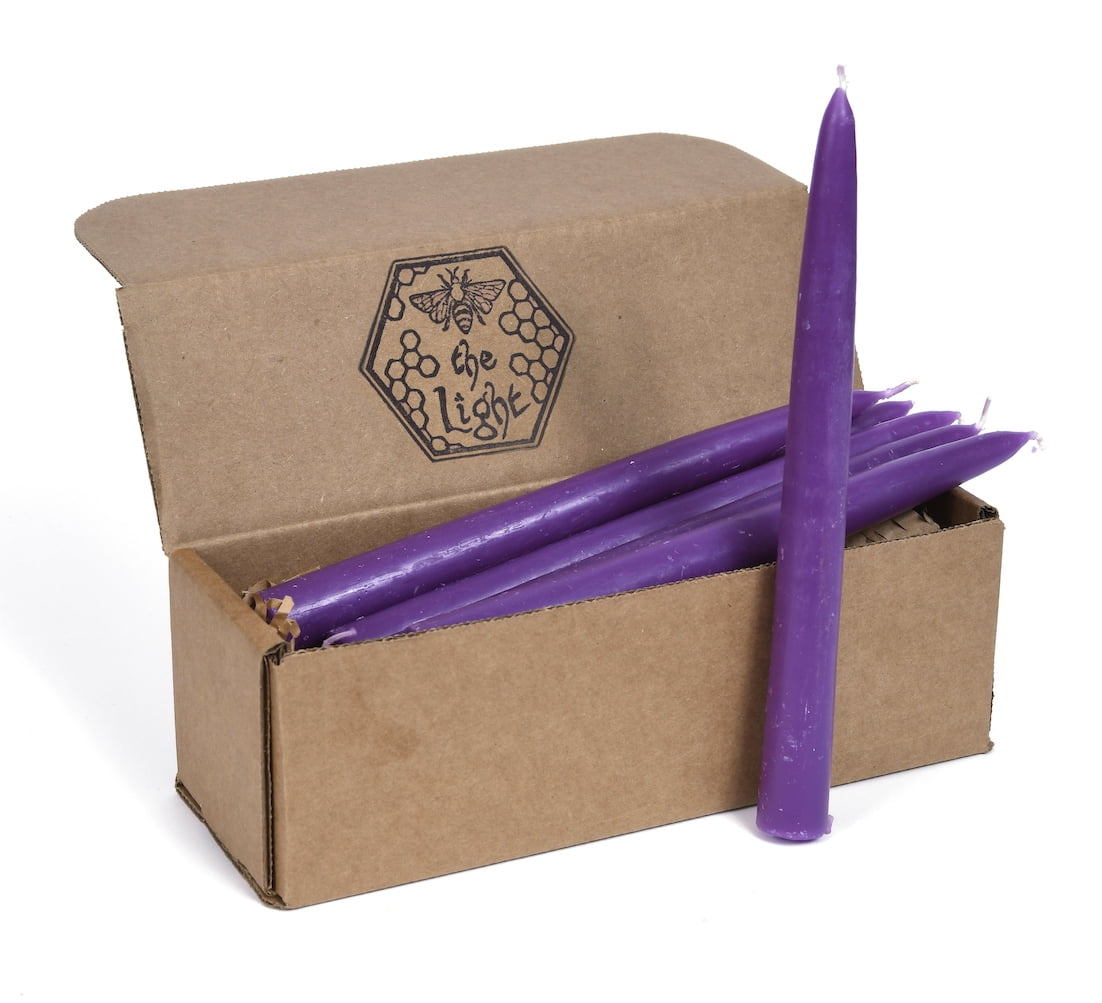 BeeTheLight Beeswax Taper Candles - Dipped Style - 10 Hours Each, 12 ...