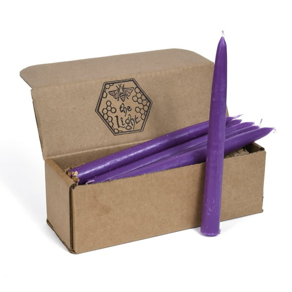 BeeTheLight Beeswax Taper Candles - Dipped Style - 10 Hours Each, 12 ...