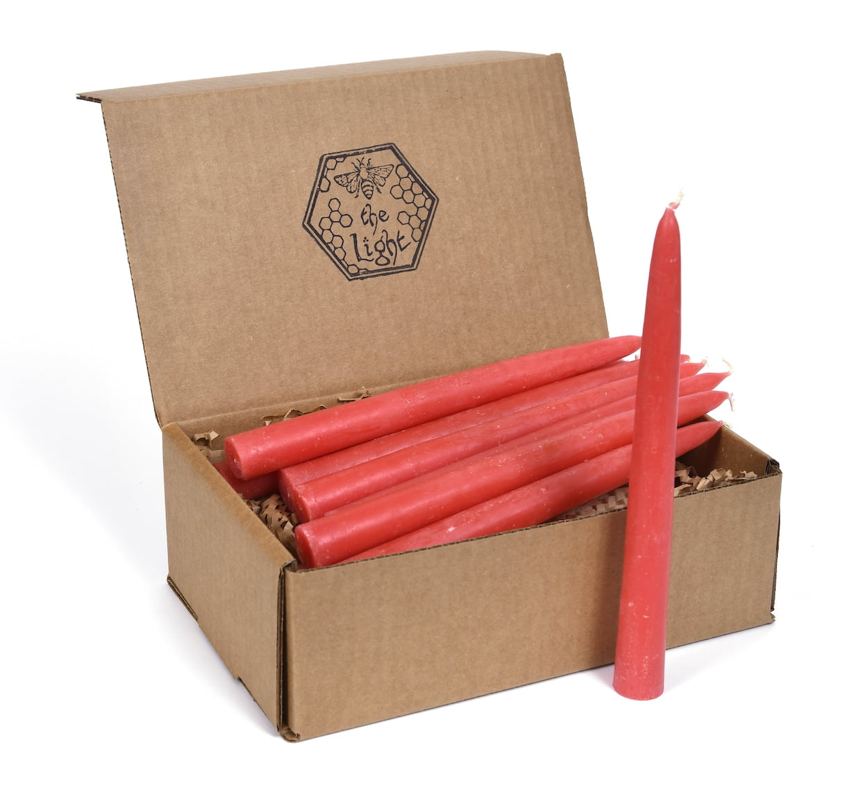 BeeTheLight Beeswax Taper Candles - Dipped Style - 10 Hours Each, 24 ...