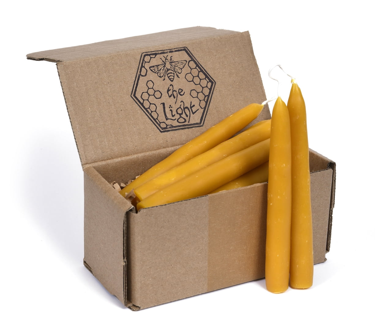 100% Pure Beeswax Taper Candles (Pack of 12) - Dipped Unscented Candles ...