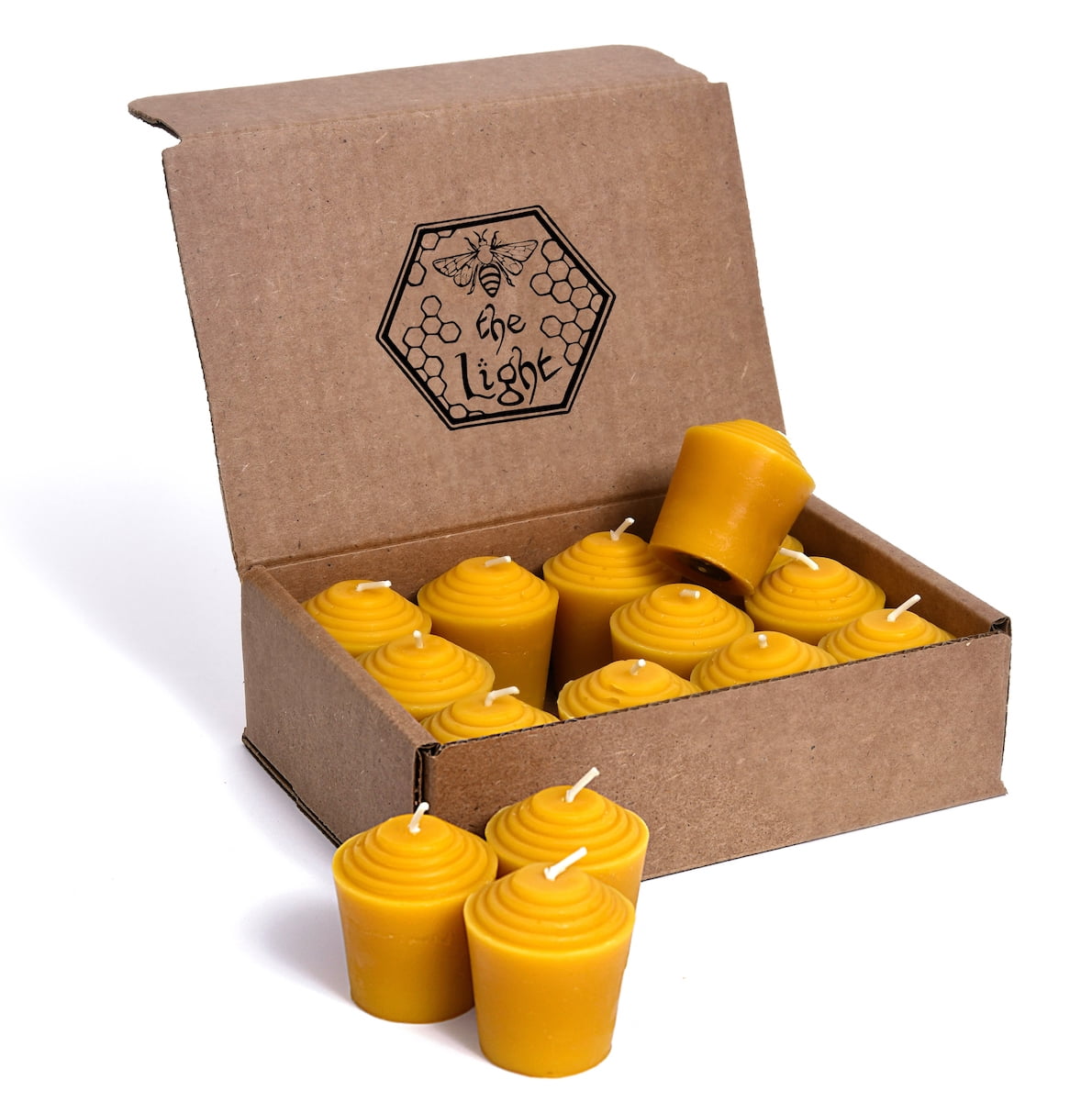 BeeTheLight Handmade Beeswax Votive Candles, 12 Pack - 100% Pure ...
