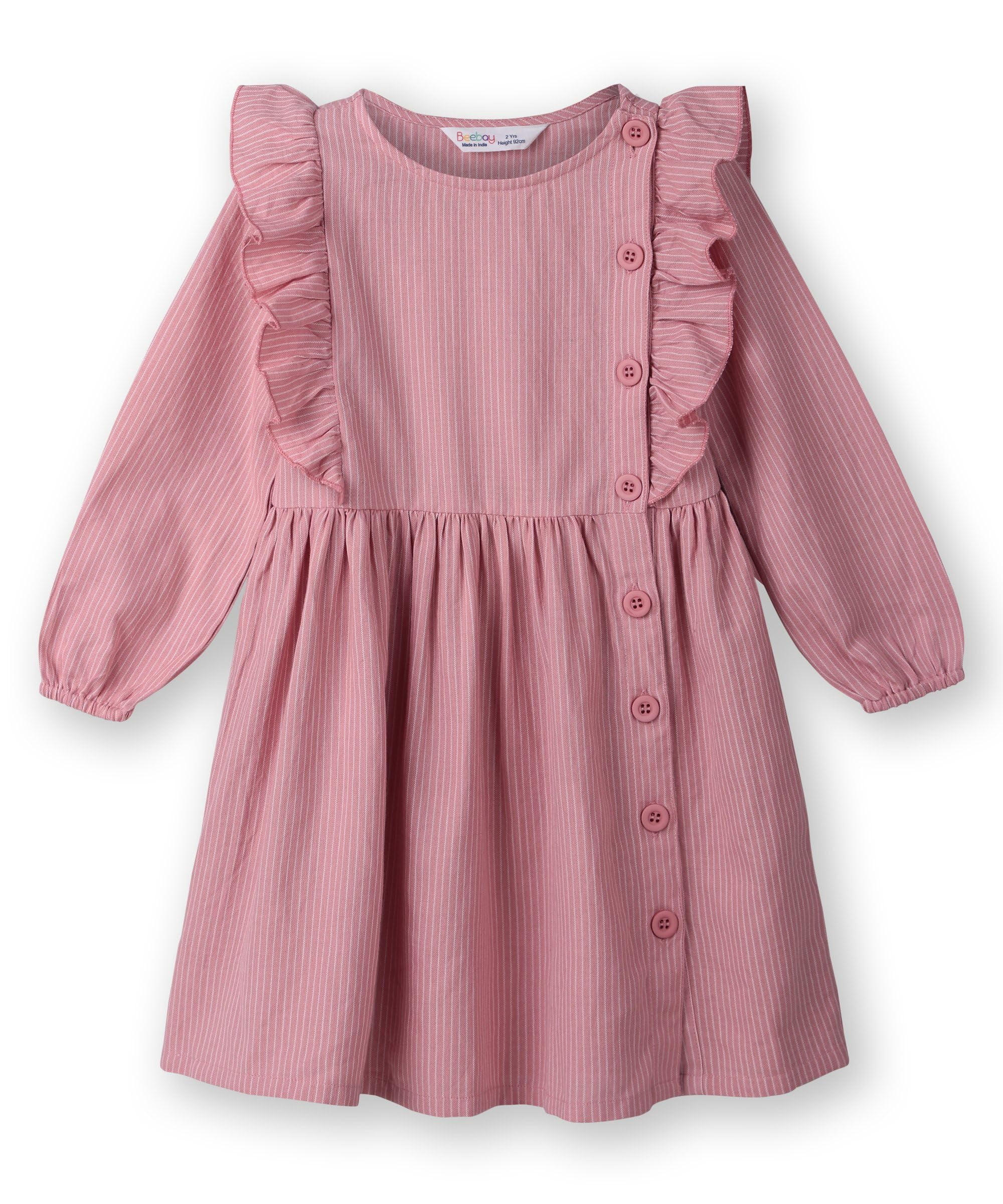 Beebay Button through striper dress Pink - 6-12 Months - Walmart.com